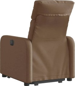 Elektrické zvedací polohovací křeslo hnědé textil 3206721