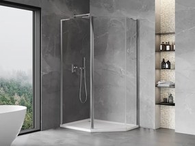 Mexen Mist L, pětiúhelníkový sprchový kout s křídlovými dveřmi, 100 x 80 cm, 8mm čiré sklo, chromový profil, 8A8L-100-080-01-00