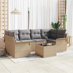 Sada zahradních pohovek 7 pcs 6-Seater Beige a šedá polyratan 3353929