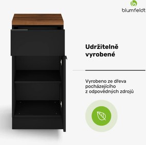 Blumfeldt WoodVista skříňka se zásuvkami, Robustní MDF pracovní deska, Soft-Close panty, Hliníkové úchyty