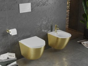 Mexen Lena, závěsný bidet 480x370x325 mm, bílá - zlatý vzor, 35224807