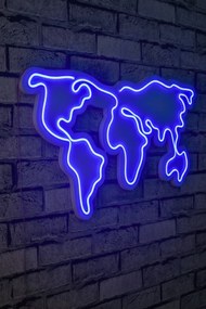 Nástěnná neonová dekorace World Map modrá