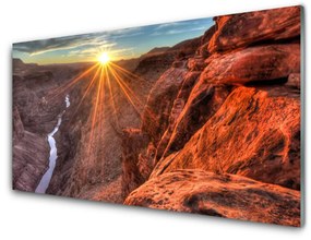 Obraz na skle Slunce Poušť Krajina 140x70 cm