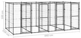 vidaXL Venkovní psí kotec ocel 9,68 m²