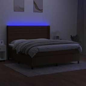 Box spring postel s matrací a LED tmavě hnědá 160x200 cm textil 3138408