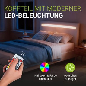 Juskys Čalouněná postel Paris s LED osvětlením Barva: tmavě šedá, Velikost: 120 × 200 cm