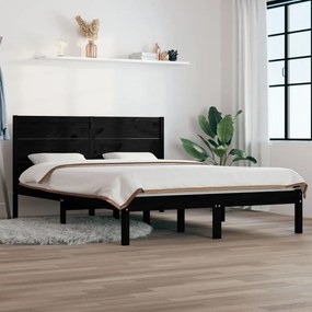 Rám postele černý masivní dřevo 150 x 200 cm King Size,  3104162 HangarStore.cz