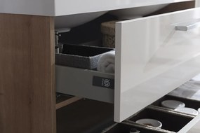 Mereo Mereo, Bino, koupelnová skříňka s umyvadlem z litého mramoru 121 cm, bílá, dub, CN663M