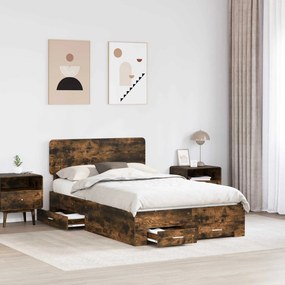 Rám postele s čelo Kouřový dub 120 x 190 cm Kompozitní dřevo 3412404