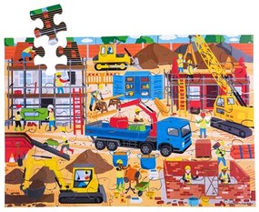 Bigjigs Toys Podlahové puzzle Staveniště 48 dílků