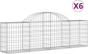 Klenuté gabionové koše 6 ks 200x30x60/80 cm pozinkované železo 3146072