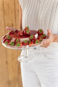Transparentní skleněný podnos na dort Cake Tray - Ø 27*14cm