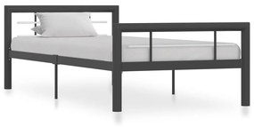 284556 vidaXL Rám postele šedobílý kov 90 x 200 cm