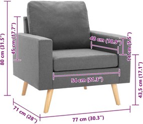 Křeslo světle šedé textil 288693