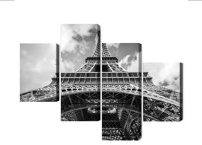 Vícedílný obraz Černobílý Pohled Na Eiffelovu Věž V Paříži Nedostatek Nedostatek Plátno Canvas 160x100