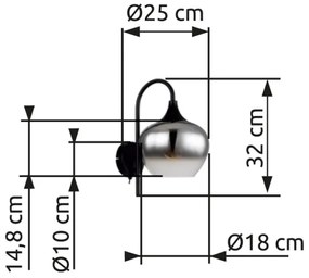 Globo 15548W - Nástěnná lampa MAXY 1xE27/40W/230V černá