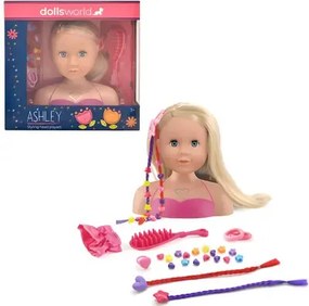 Dolls World Ashley blondýnka / Česací hlava / 21 cm