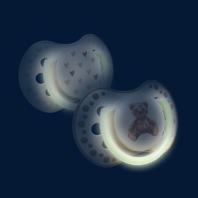 LOVI Dudlík svítící silikonový dynamický TEDDY LOVE 6-18m 2ks