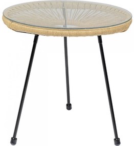 OnaDnes -20% Kare Design Skleněný zahradní odkládací stolek Acapulco s béžovým výpletem