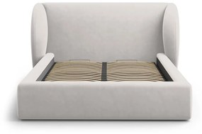Světle šedá čalouněná dvoulůžková postel s úložným prostorem s roštem 200x200 cm Miley – Micadoni Home