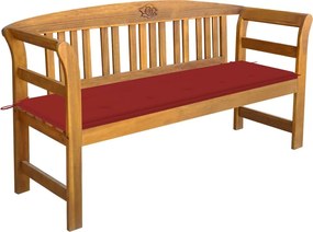 vidaXL Zahradní lavice s poduškou 157 cm masivní akáciové dřevo [3064274] Barva: Červená