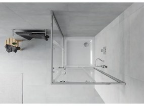 Mexen Rio čtvercový sprchový kout 90 x 90 cm, Průhledné, Chromovaná + sprchová vanička Flat, Bílá - 860-090-090-01-00-4010