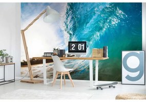 DIMEX | Samolepicí vliesová fototapeta na zeď Vlny oceánu MA-5-0213 | 375 x 250 cm | tyrkysová, modrá, bílá