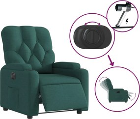 Elektrické polohovací křeslo tmavě zelené textil 3204692