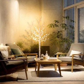 HOMCOM Umělý strom, umělý sakurovník, s 120 LED, 3 úrovně jasu, teplá bílá, realistická kůra, 21 x 150 cm