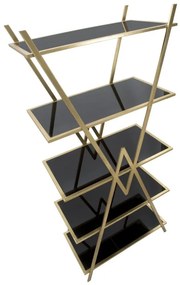 Knihovna/regál Mauro Ferretti Pyrmo 80x44,7x180 cm, zlatá/černá
