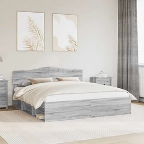 Rám postele Šedá Sonoma 200 x 200 cm Masivní borové dřevo 3412858