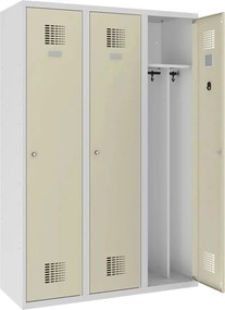 MALOW Šatní skříň kovová Sum 430 W šířka 1200 mm [bílá šedá, béžová, cylindrický zámek]