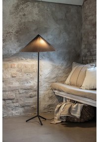 Černo-šedá stojací lampa s textilním stínidlem (výška 140 cm) Plisado – Markslöjd