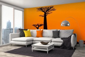 DIMEX | Samolepicí vliesová fototapeta na zeď Baobab při západu slunce MA-5-1841 | 375 x 250 cm | černá, oranžová