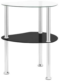 322786 vidaXL 2-Tier Side Table Transparent & Black 38x38x50cm Tempered Glass - Default Title