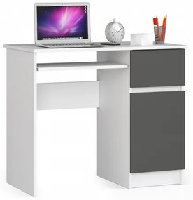 Počítačový stůl PIKSEL pravá - bílá/grafit