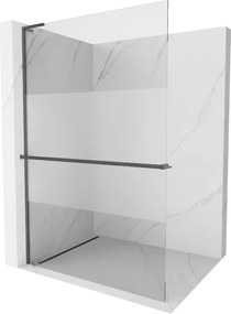 Mexen Kioto+ L, sprchová zástěna Walk-In s poličkou a věšákem 80 x 200 cm, 8mm čiré sklo-námraza, grafitový profil, 800-080-123-66-35
