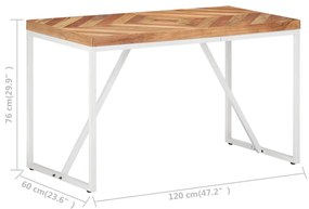 vidaXL Jídelní stůl 120 x 60 x 76 cm masivní akácie a mangovník