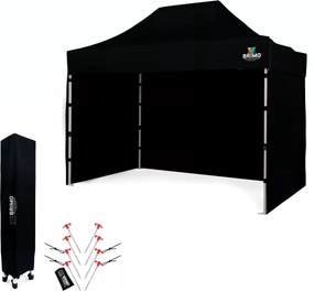 BRIMO Nůžkový párty stan SUPER 2x3 m 3 stěny černý