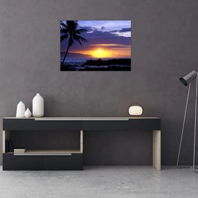 Skleněný obraz západu slunce nad mořem (70x50 cm)