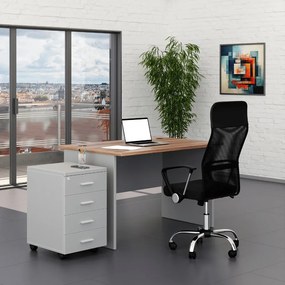 Sestava kancelářského nábytku SimpleOffice 1, 120 cm, šedá / ořech vlašský