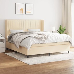 Box spring postel s matrací krémová 180x200 cm textil 3128146
