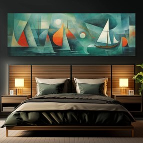 Obraz na plátně - Plachetnice na klidném moři, abstrakce FeelHappy.cz Velikost obrazu: 180 x 60 cm