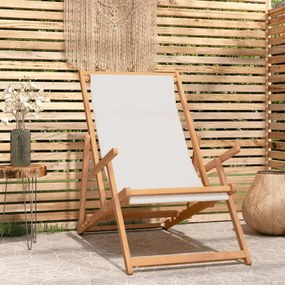 Kempingová Židle Teak 56 X 105 X 96 Cm Krémová Područky