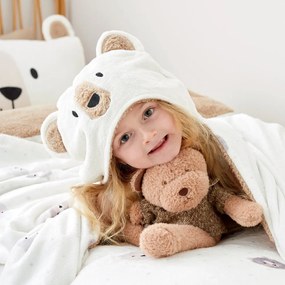 Hnědá/krémová dětská deka s kapucí z mikroplyše 90x125 cm Cosy Bear – Catherine Lansfield