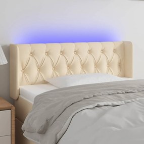 Čelo postele s LED krémové 93 x 16 x 78/88 cm textil