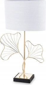 Stolní Lampa S Ginkgo Listem 55 cm Zlatá Bílá