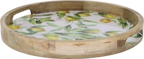 Dřevěný mangový podnos s citróny Tours Limone Blossom - Ø 35*4 cm