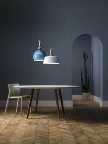 Il Fanale N6E3EO Bon Ton, stolní lampa z mosazi, dřeva, béžová základna, šedé stínítko, 3x10W E14, výška 56,9cm