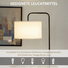 HOMCOM Stojací lampa s nožním spínačem, podlahová lampa s látkovým stínidlem, ocel, černá